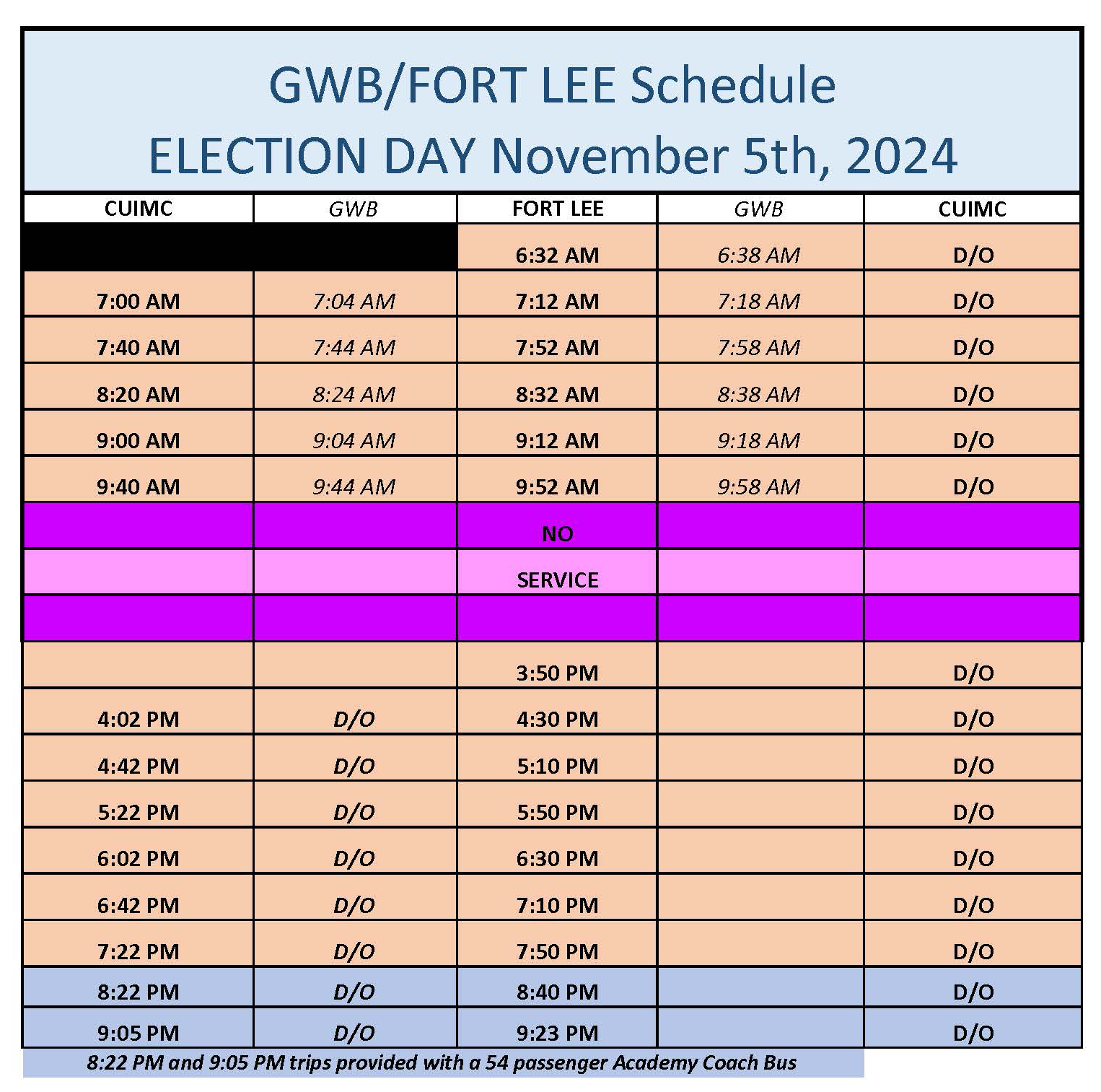 Shuttle Service on Election Day, Tuesday 11/5 | Columbia Transportation